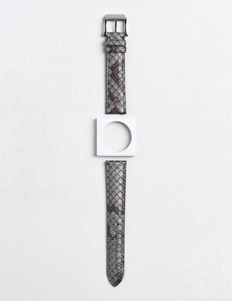 Bracelet montre de luxe en cuir de python gris|Camille Fournet